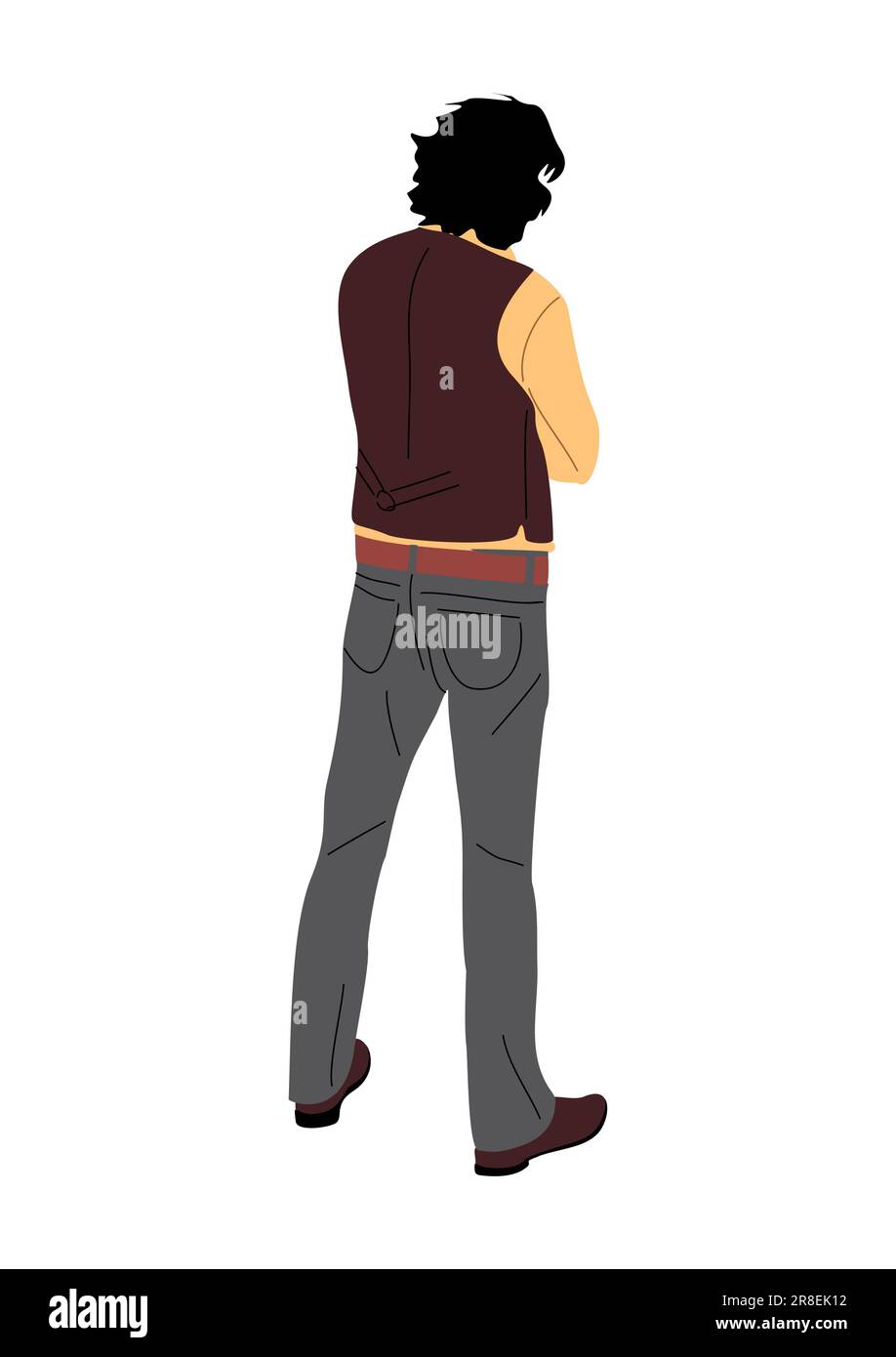 Man standing full length rear view vector isolated Stock Vector Image ...