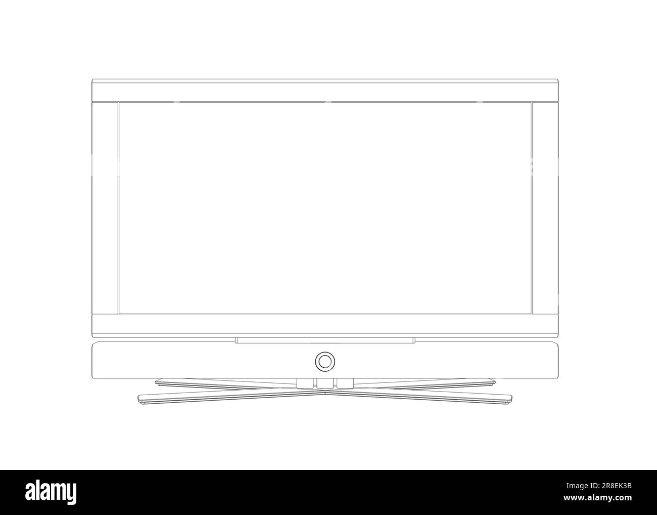 Vector laptop outline. Personal computer in flat style. Desktop computer contour. Computer icon ...