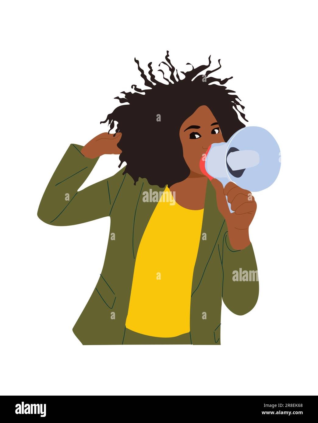 Black business woman shouting in megaphone vector Stock Vector Image ...