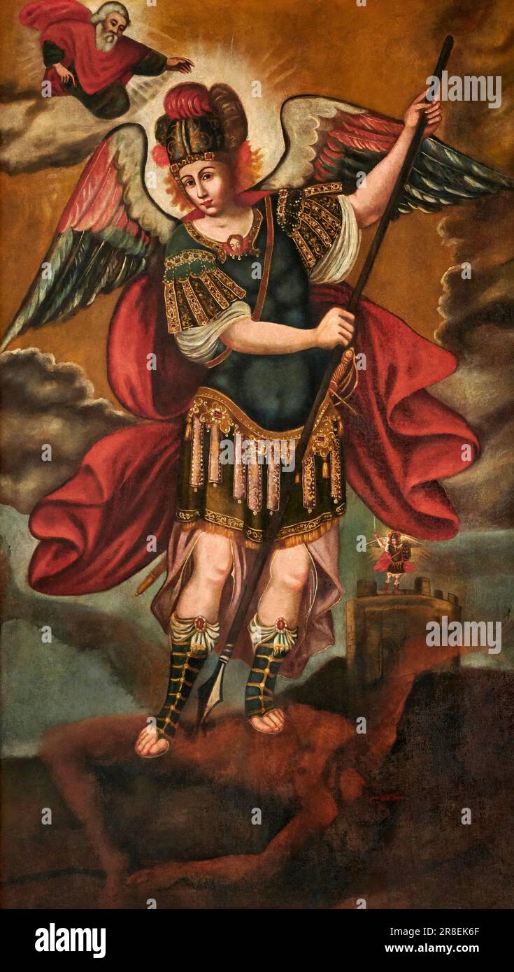 San Michele Arcangelo - olio su tela - pittore siciliano del XIX secolo ...