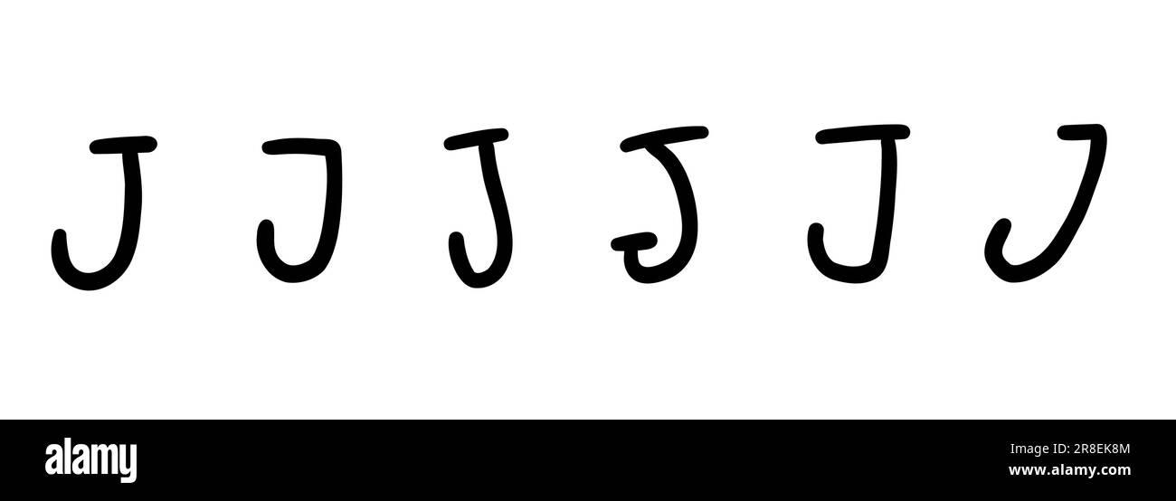 Childlike simple black english latin J alphabet letter symbol. Vector ...