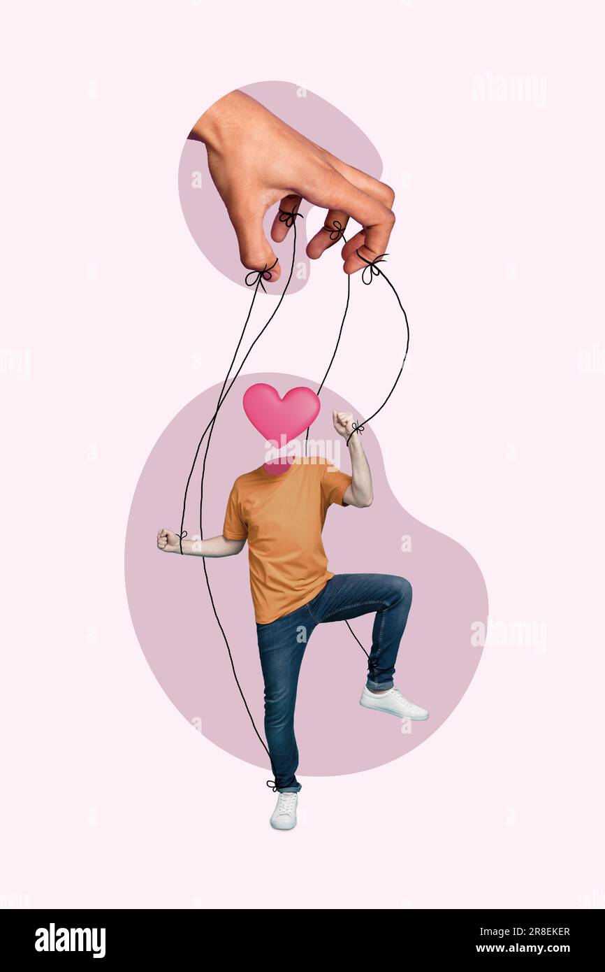 Collage artwork creative picture of headless metaphor surreal heart ...