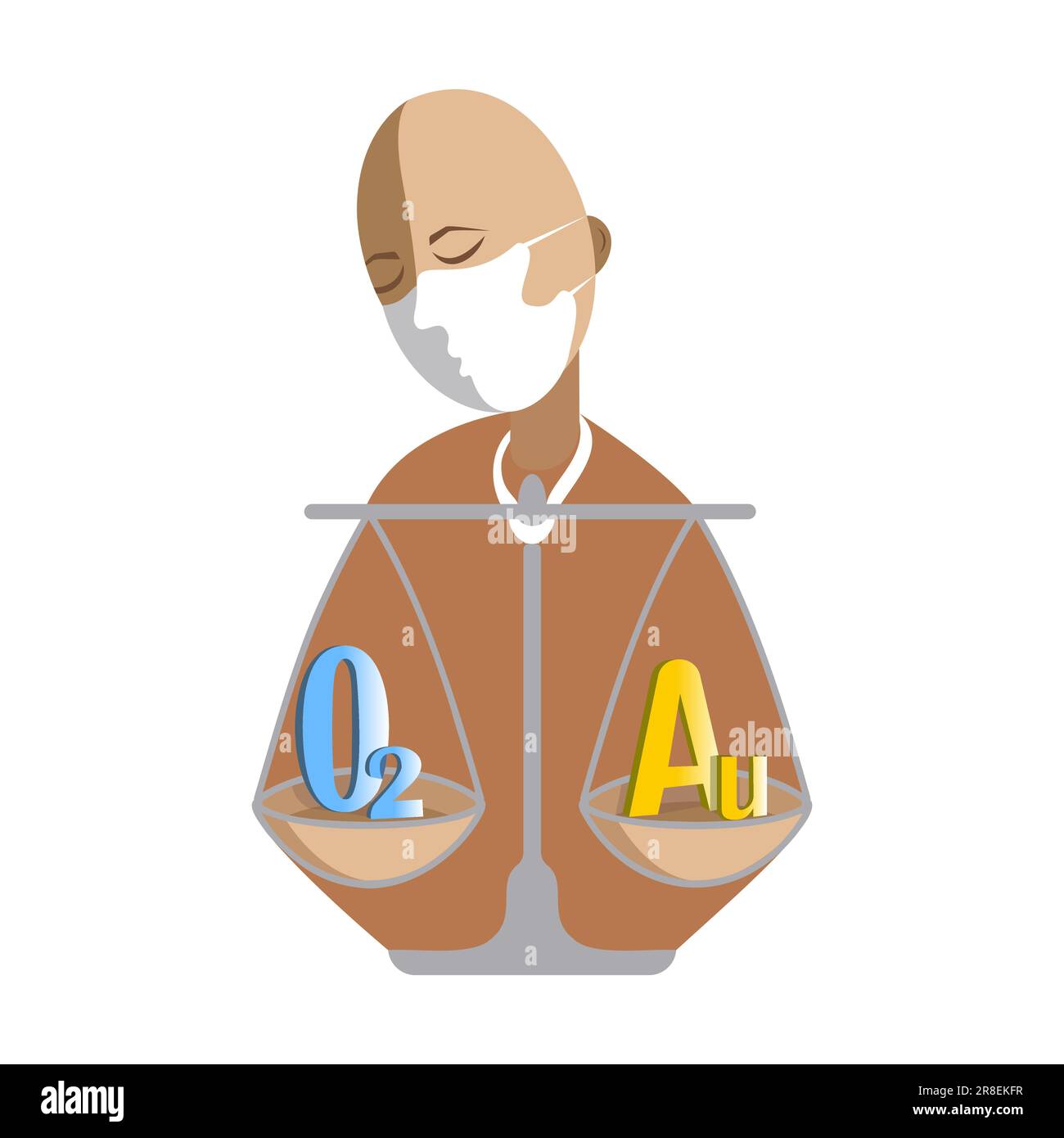 Chemical elements gold and oxygen on the scales. The concept of the ...