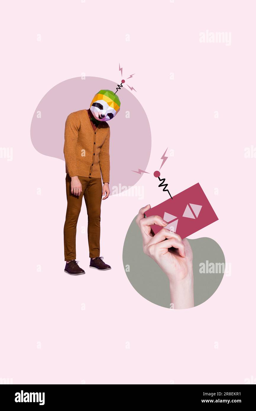 Template weird collage of hopeless desperate person with sloth face ...