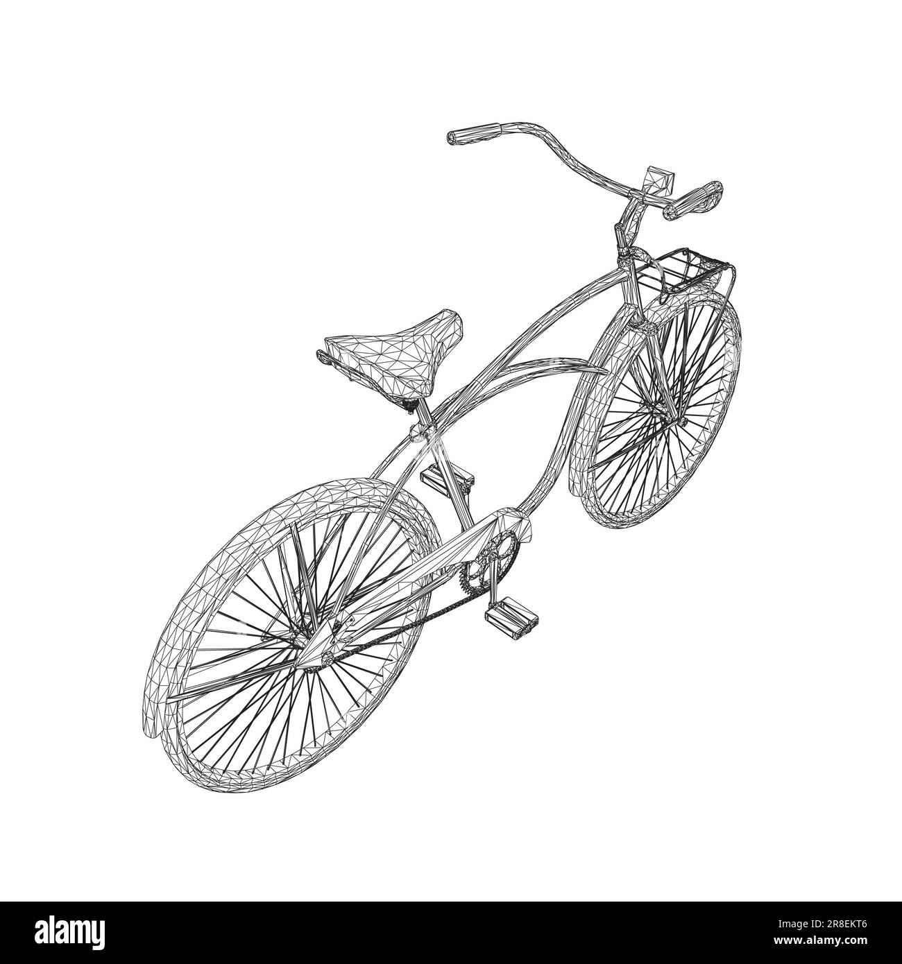 Wireframe vintage bicycle, vector. Black and white retro bicycle. 3D ...