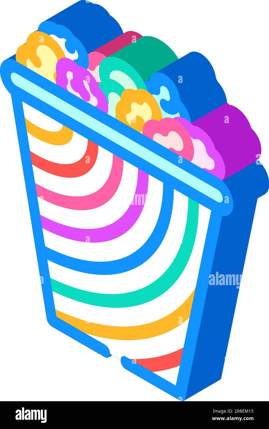 sweet rainbow popcorn food isometric icon vector illustration Stock ...