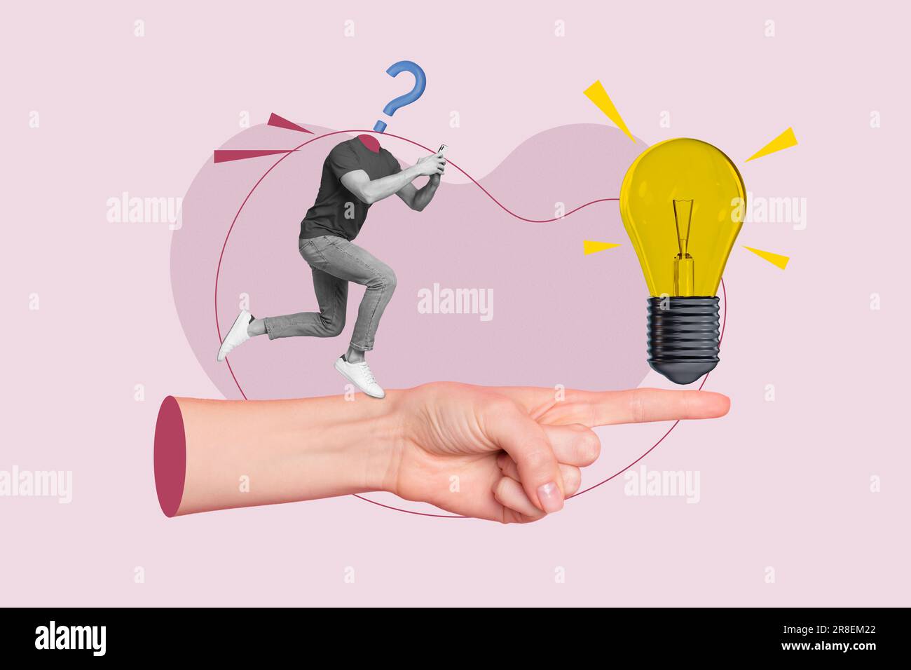 Poster 3d banner collage picture of weird faceless person running big ...