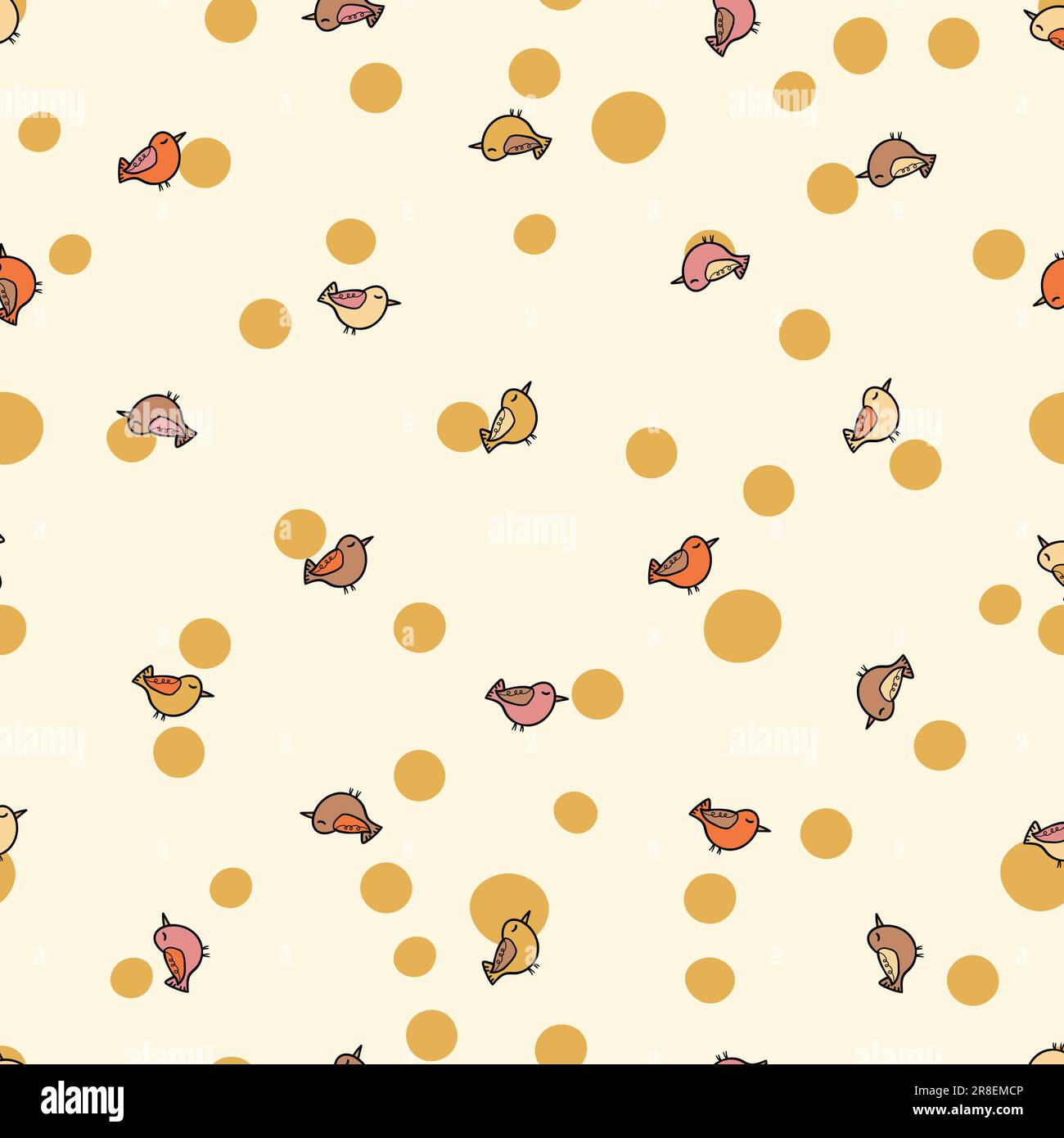 Seamless pattern with funny colorful birds. Color flat vector ...