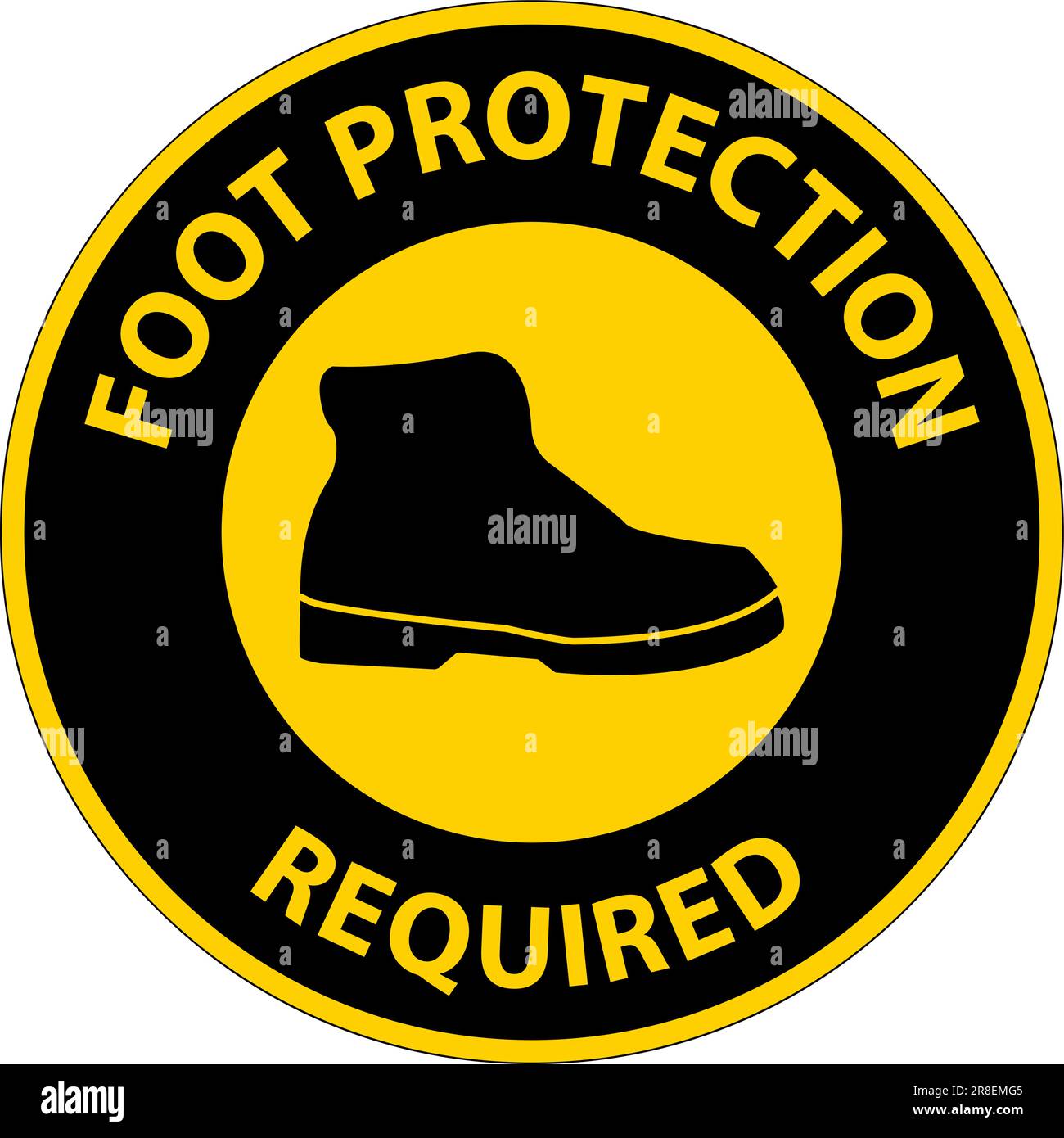 Notice Foot Protection Required Wall Sign on white background Stock ...