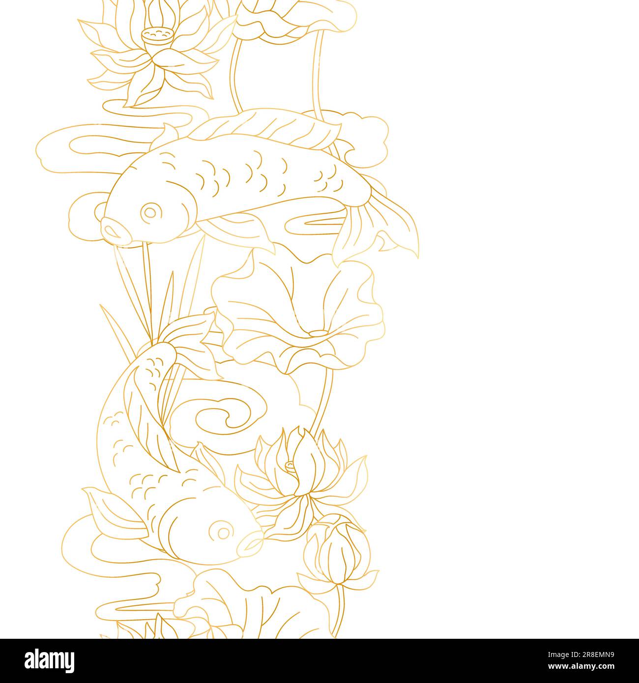 Oriental fish and lotus pattern. Chinese and japanese traditional ...