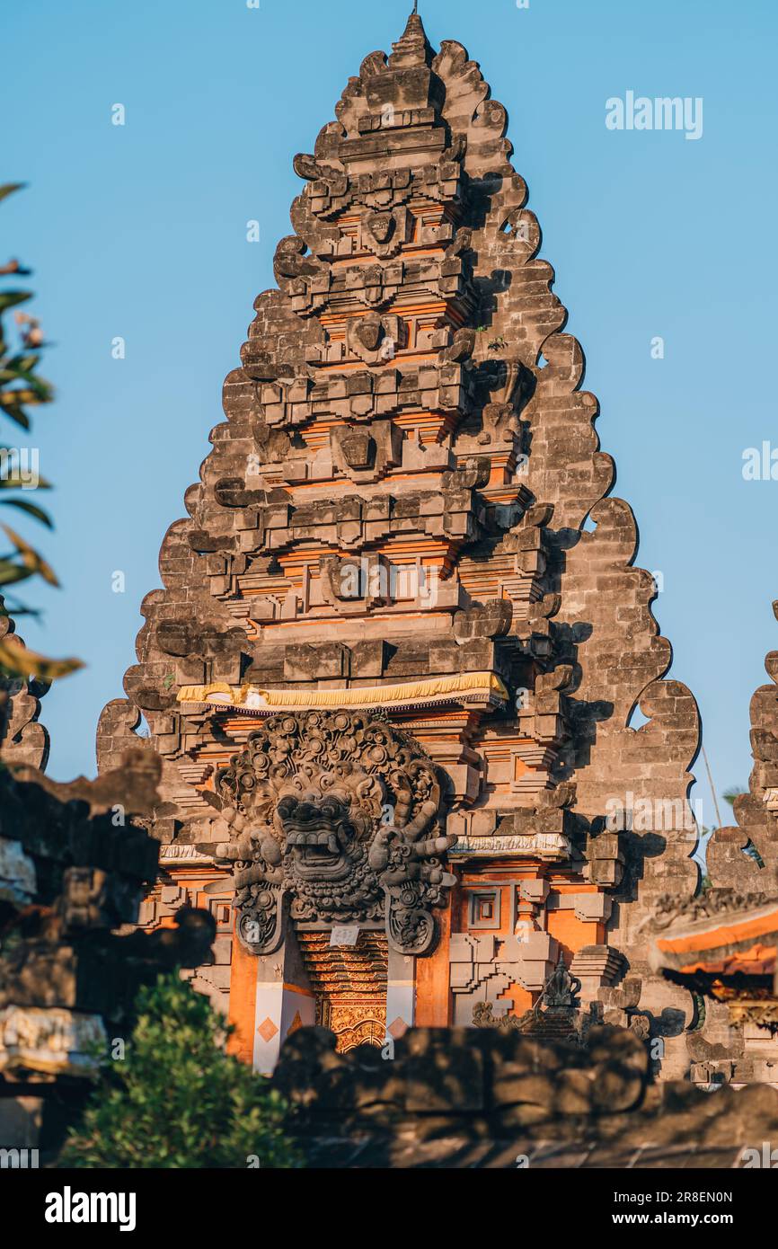 Close up shot of bali temple on sky background. Indonesian architecture ...