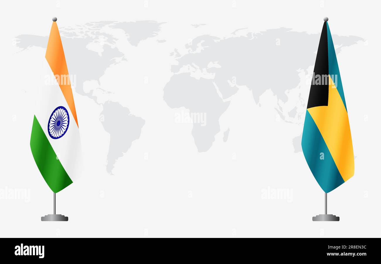 India and Bahamas flags for official meeting against background of ...