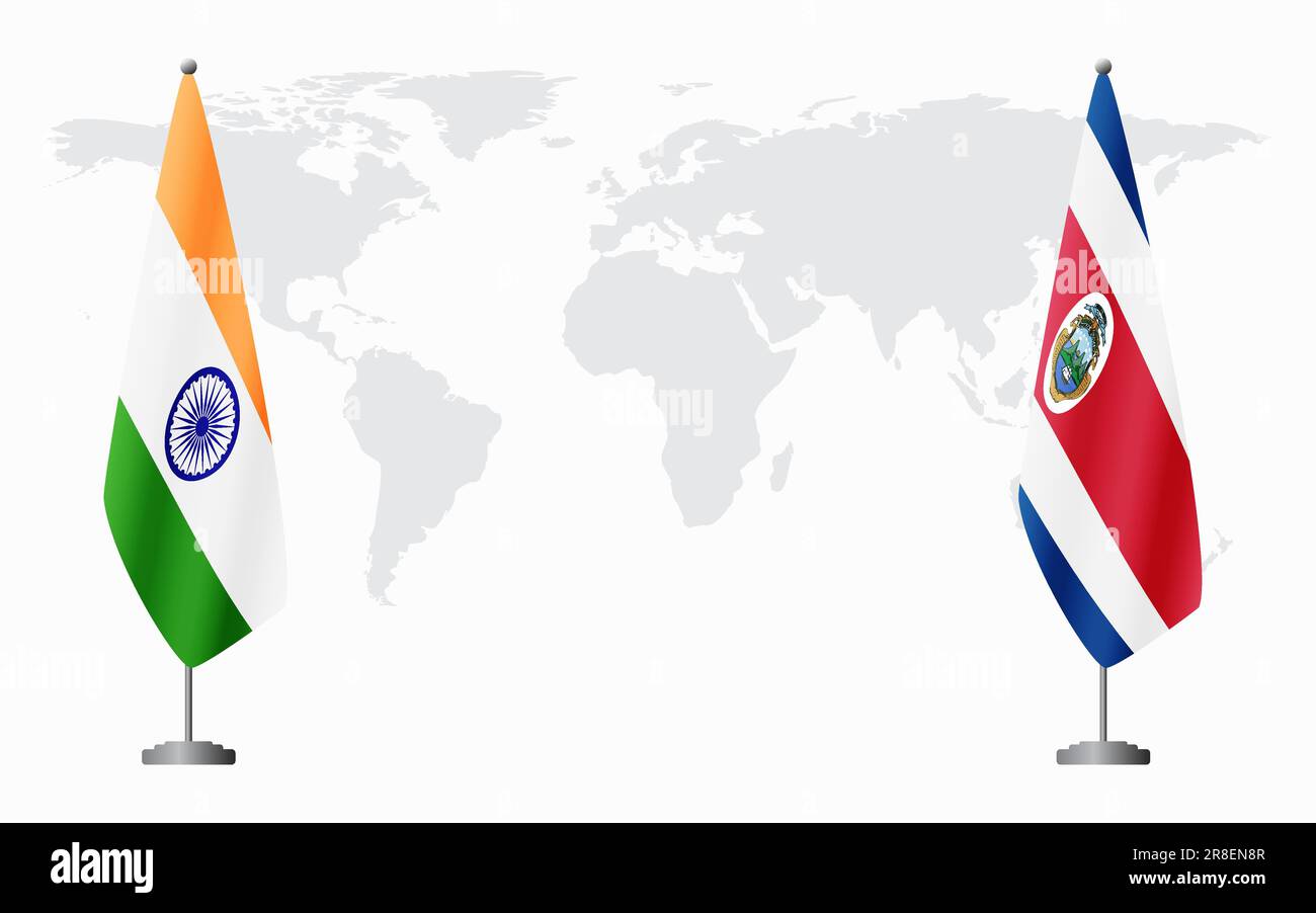 India and Costa Rica flags for official meeting against background of ...