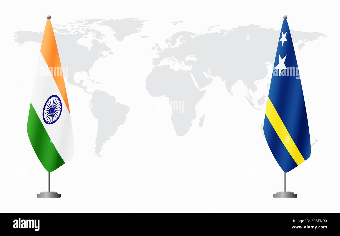 India and Curacao flags for official meeting against background of ...