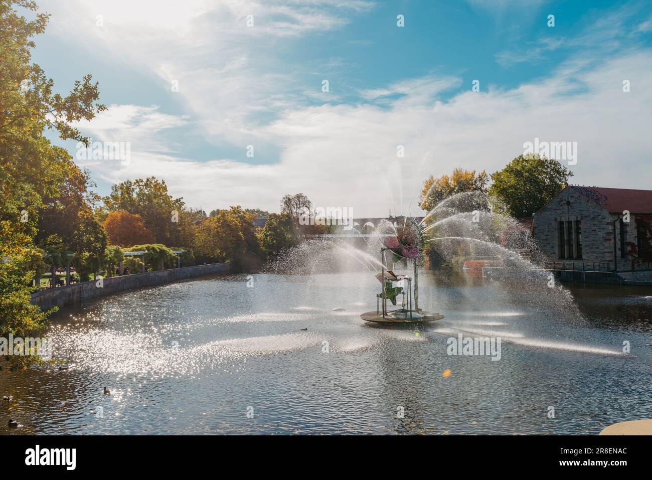 City fountain in Old European City Bietigheim-Bissingen In Germany. the ...