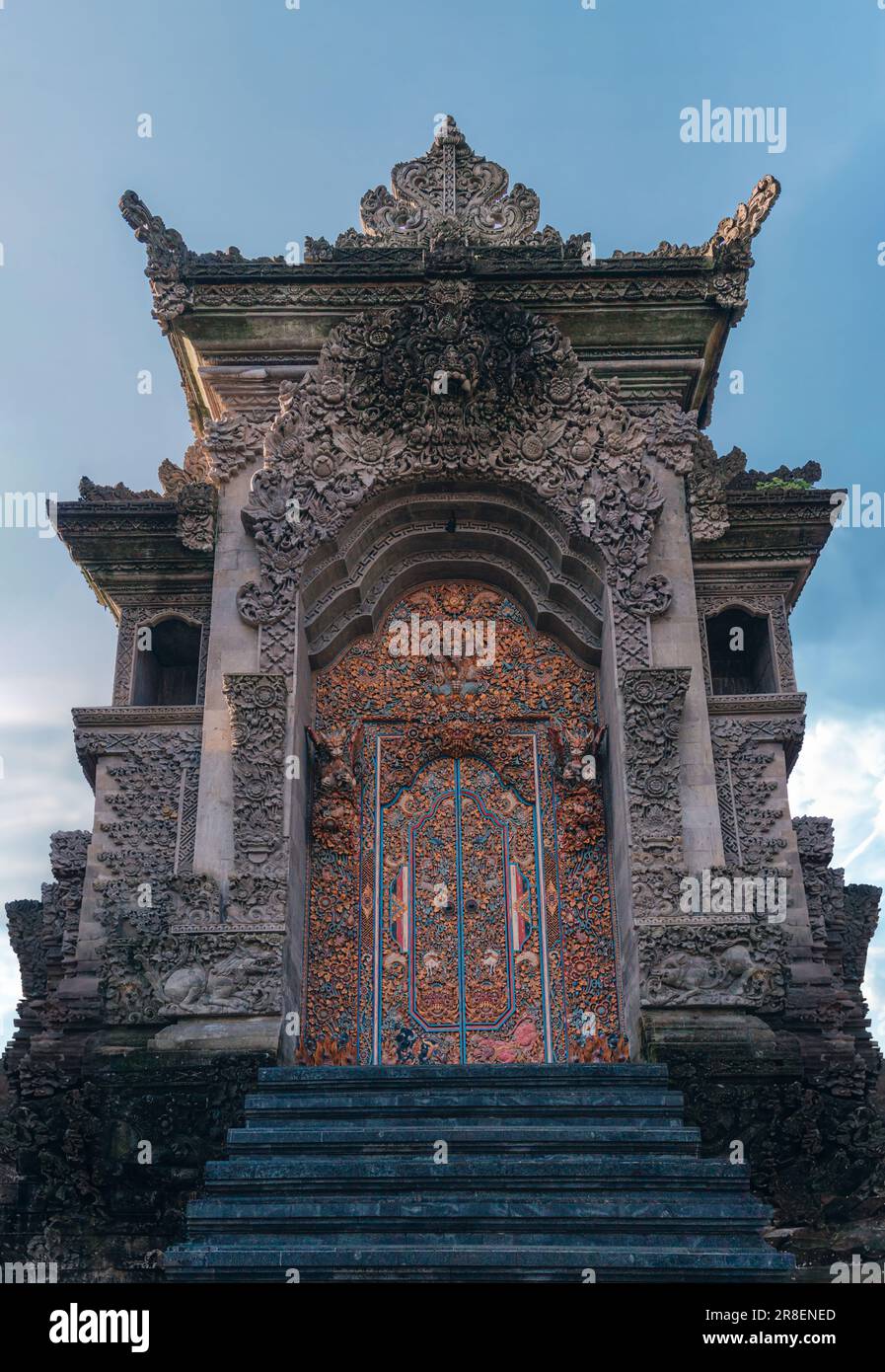 Balinese hindu temple entrance gate. Indonesian architecture of holly ...