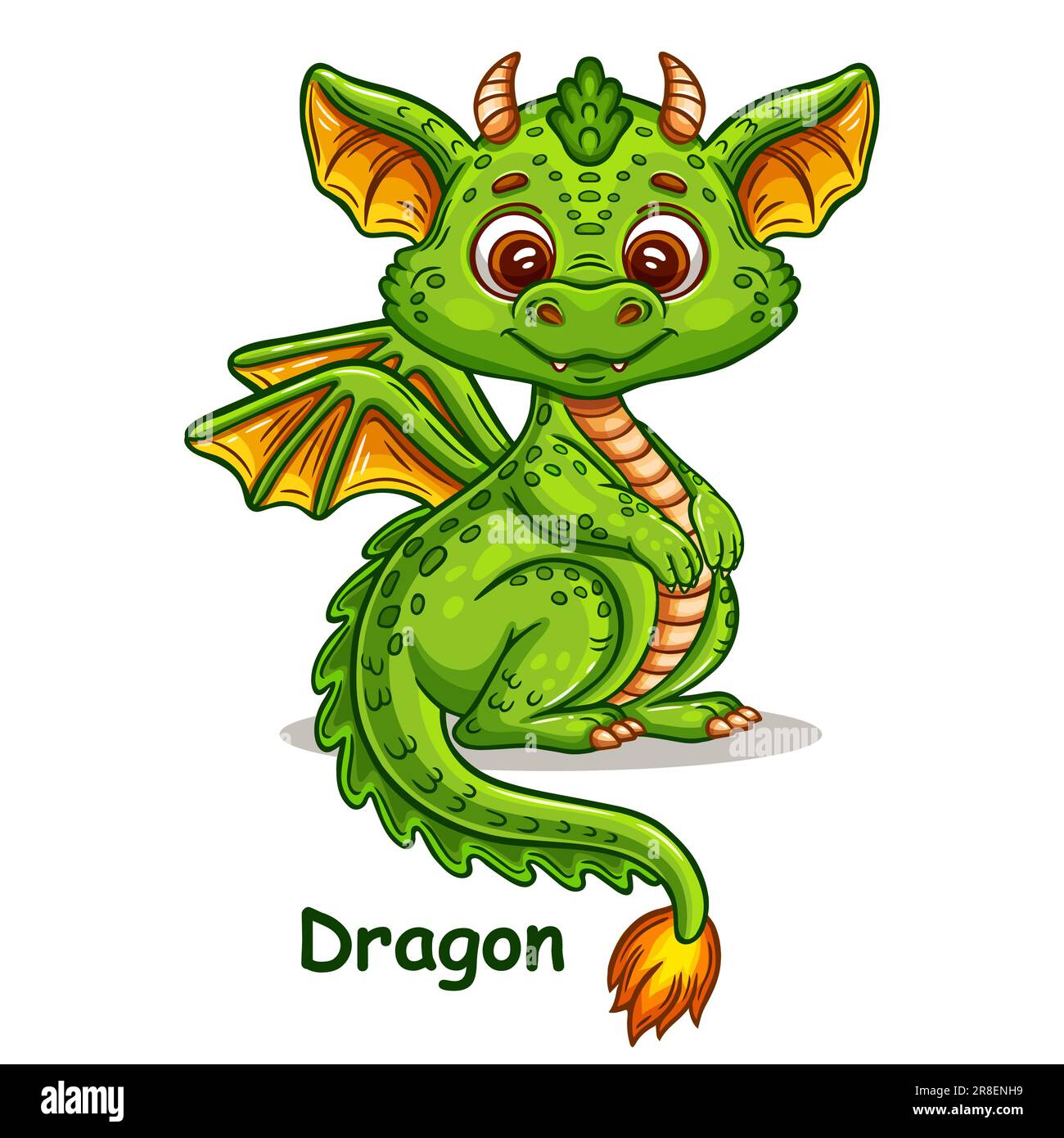 Cute fairy dragon reptile, dinosaur prehistoric animal, fantasy flying ...
