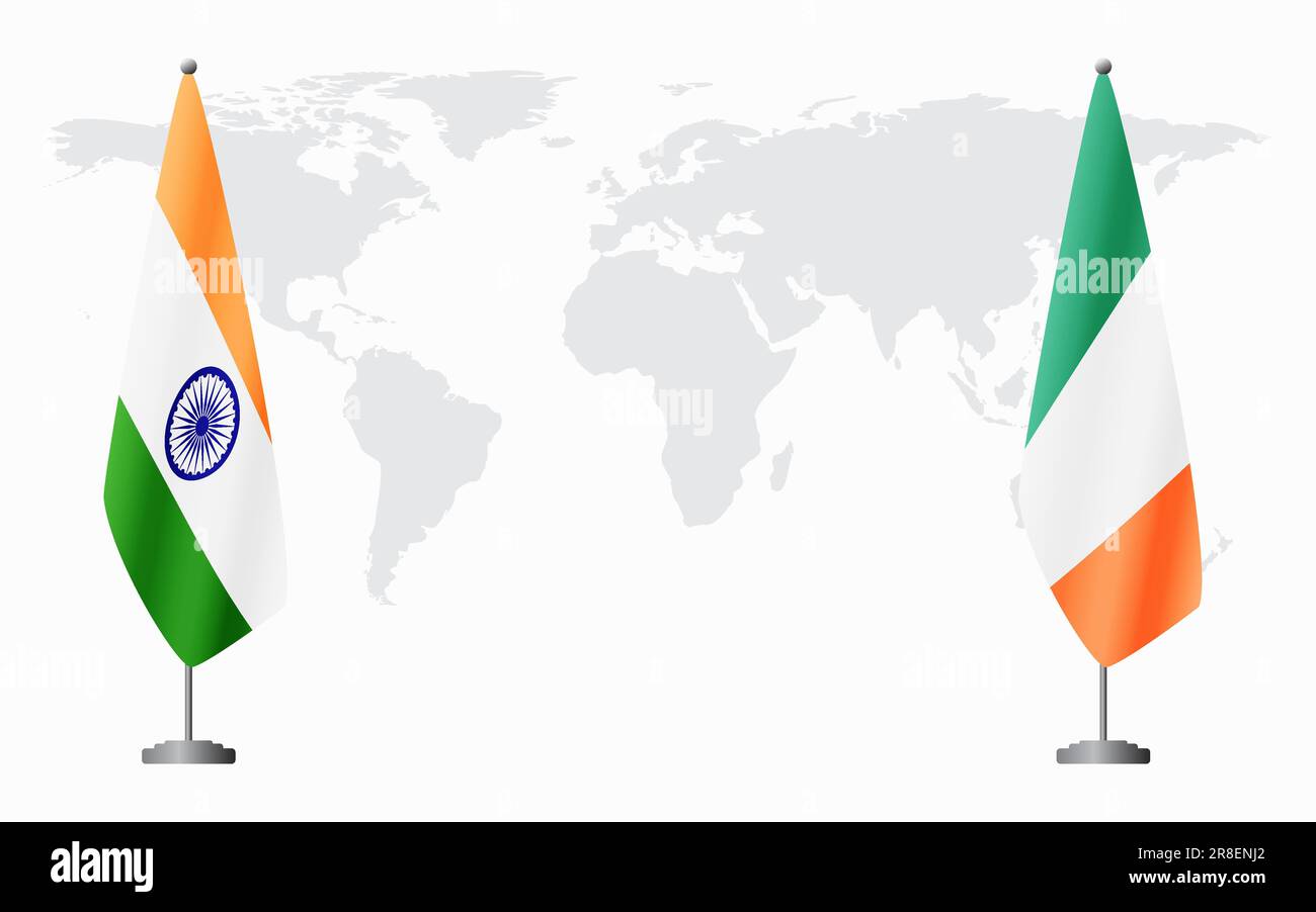 India and Ireland flags for official meeting against background of ...
