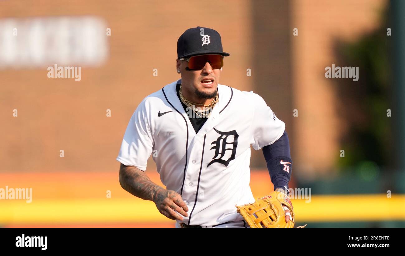 Detroit Tigers shortstop Javier Baez plays during a baseball game ...
