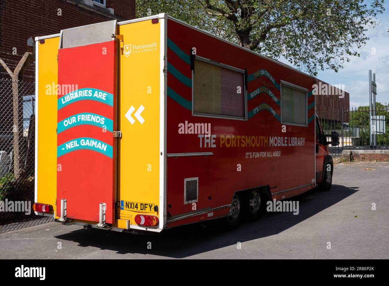 Portsmouth Mobile Library van, Hampshire, England, UK Stock Photo - Alamy