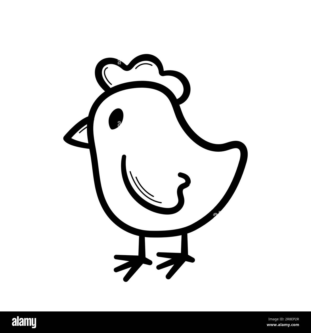Chick in doodle line style. Hand drawn sketch icon. Vector illustration ...