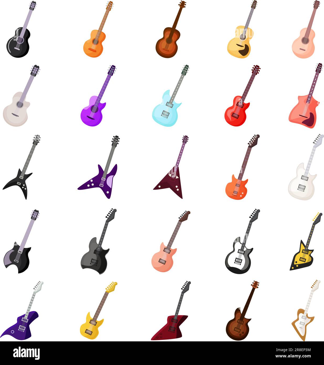 Guitar icons set cartoon vector. Rock music Stock Vector Image & Art ...