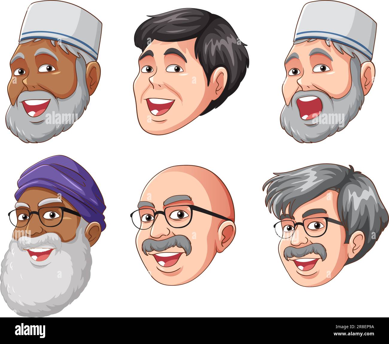 Set of Diverse People Faces in Different Races illustration Stock ...