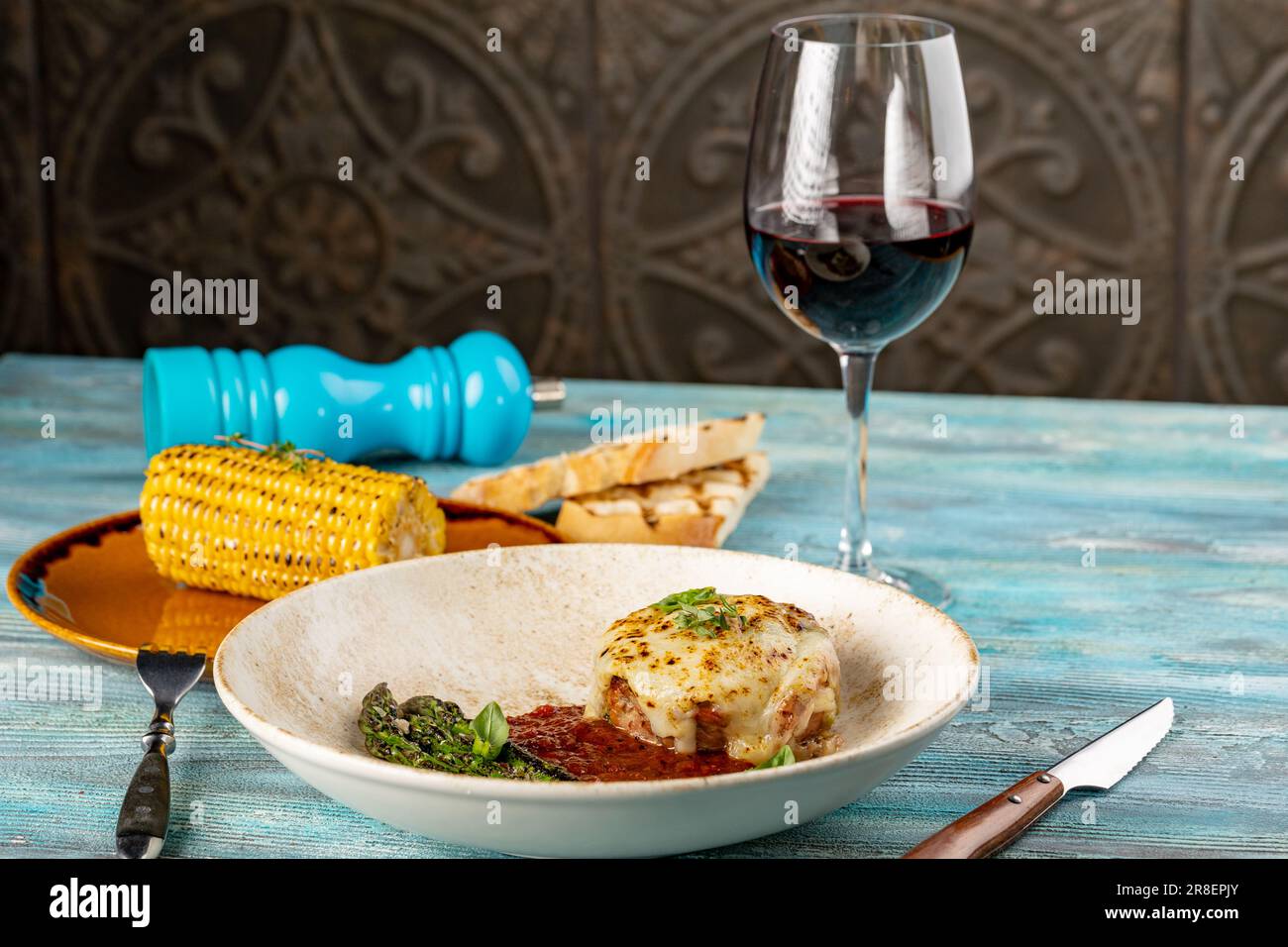 Entrana Argentinean skirt steak under cheese, grilled beef with ...