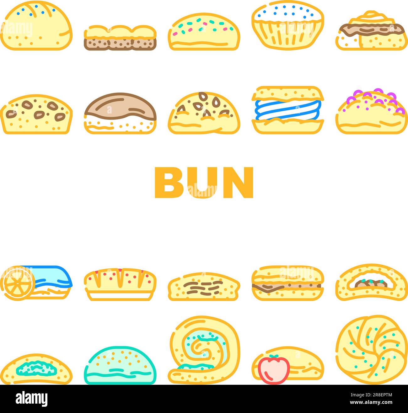 bun bread burger hamburger icons set vector Stock Vector Image & Art ...