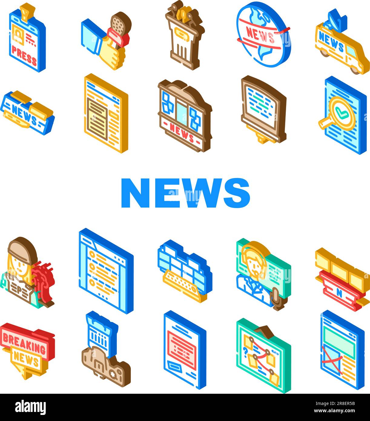 news media screen business icons set vector Stock Vector Image & Art ...