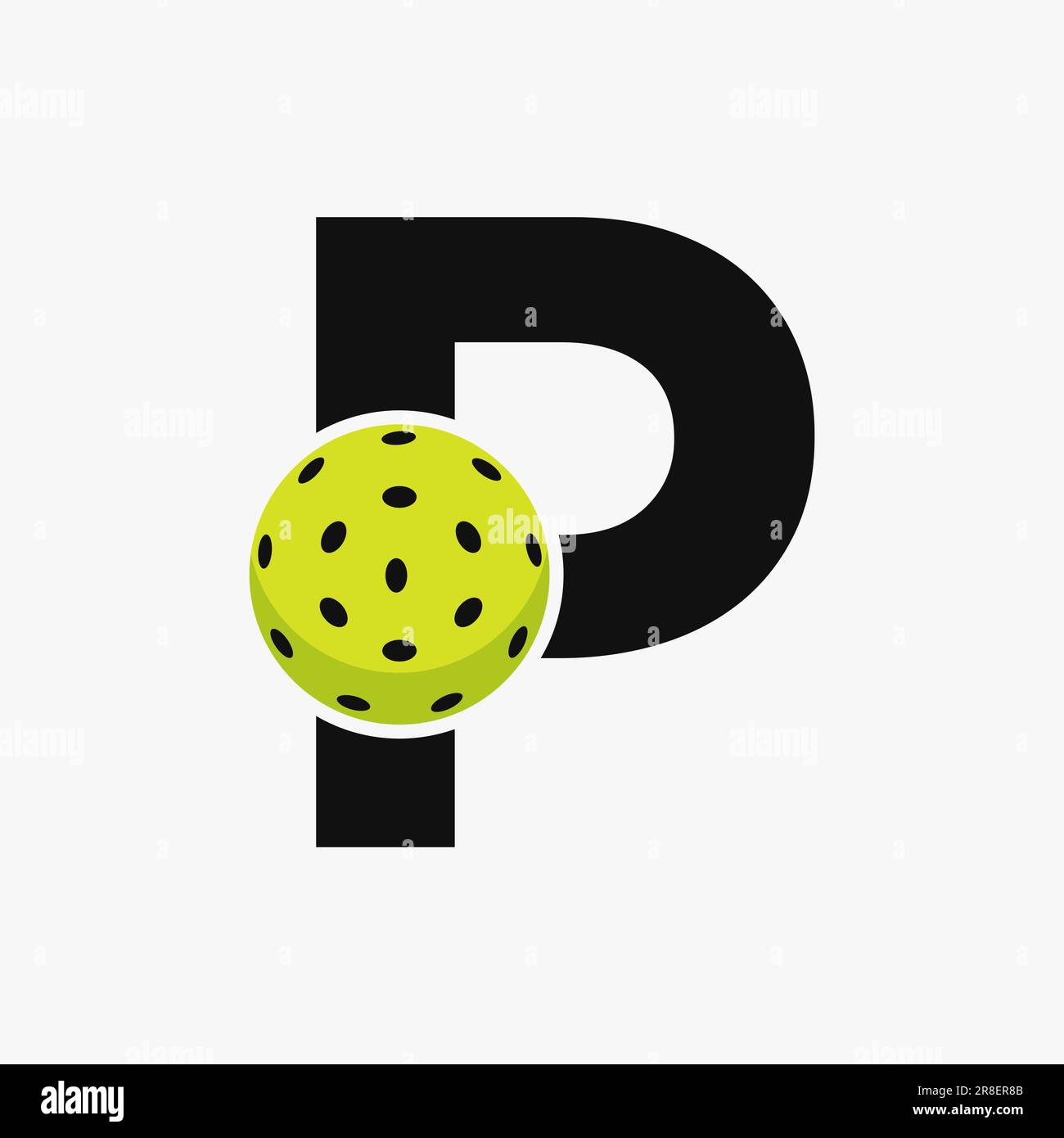 Pickleball Logo On Letter P Vector Template. Pickle Ball Logotype Stock ...