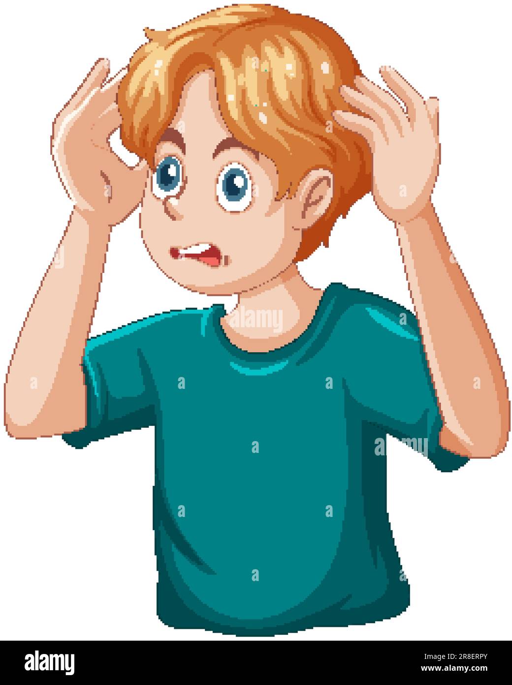 Teenage Boy Dealing with Hair Problems illustration Stock Vector Image ...