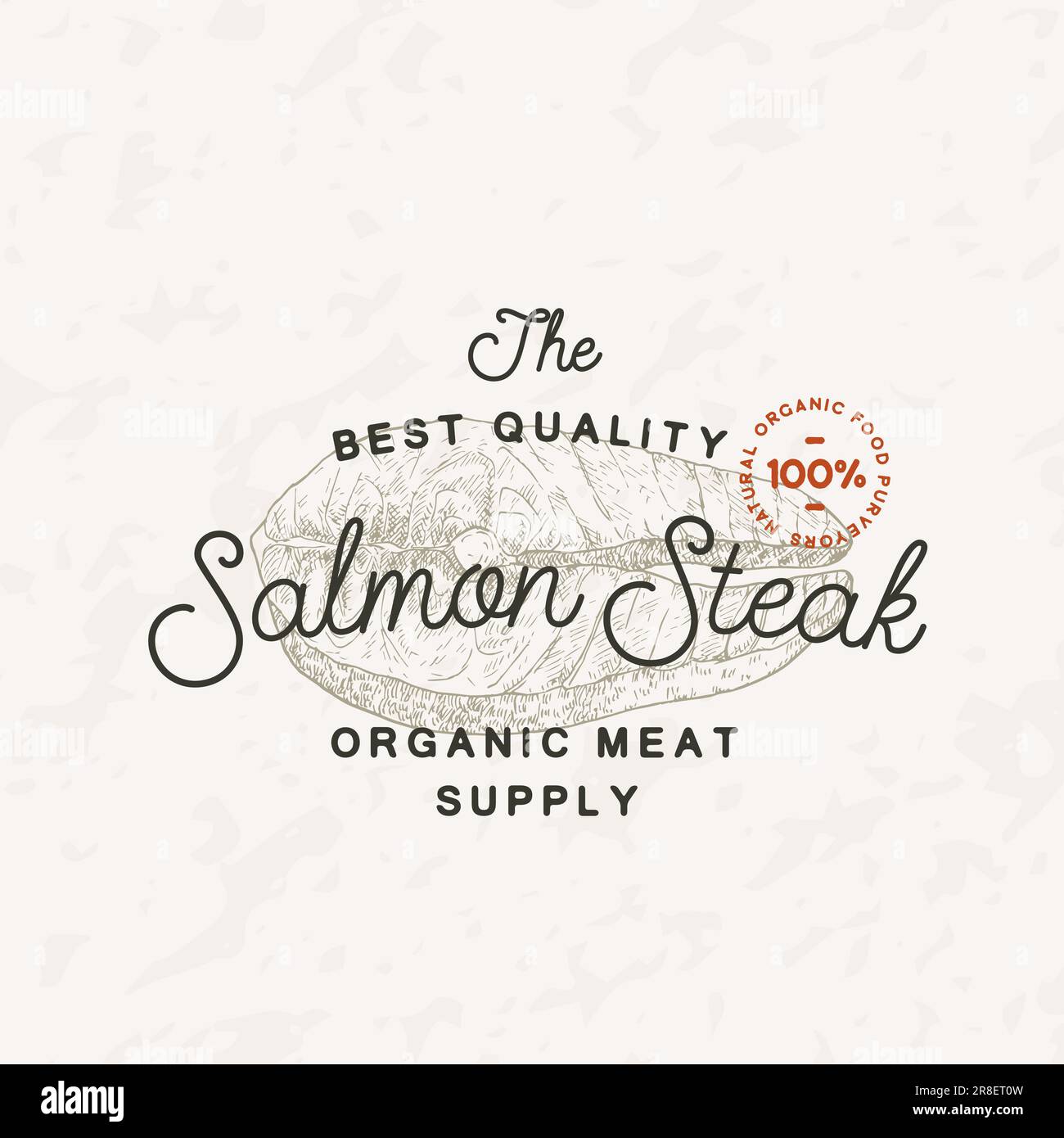 Salmon Steak Vintage Vector Label Logo Template. Engraving Style Fish ...