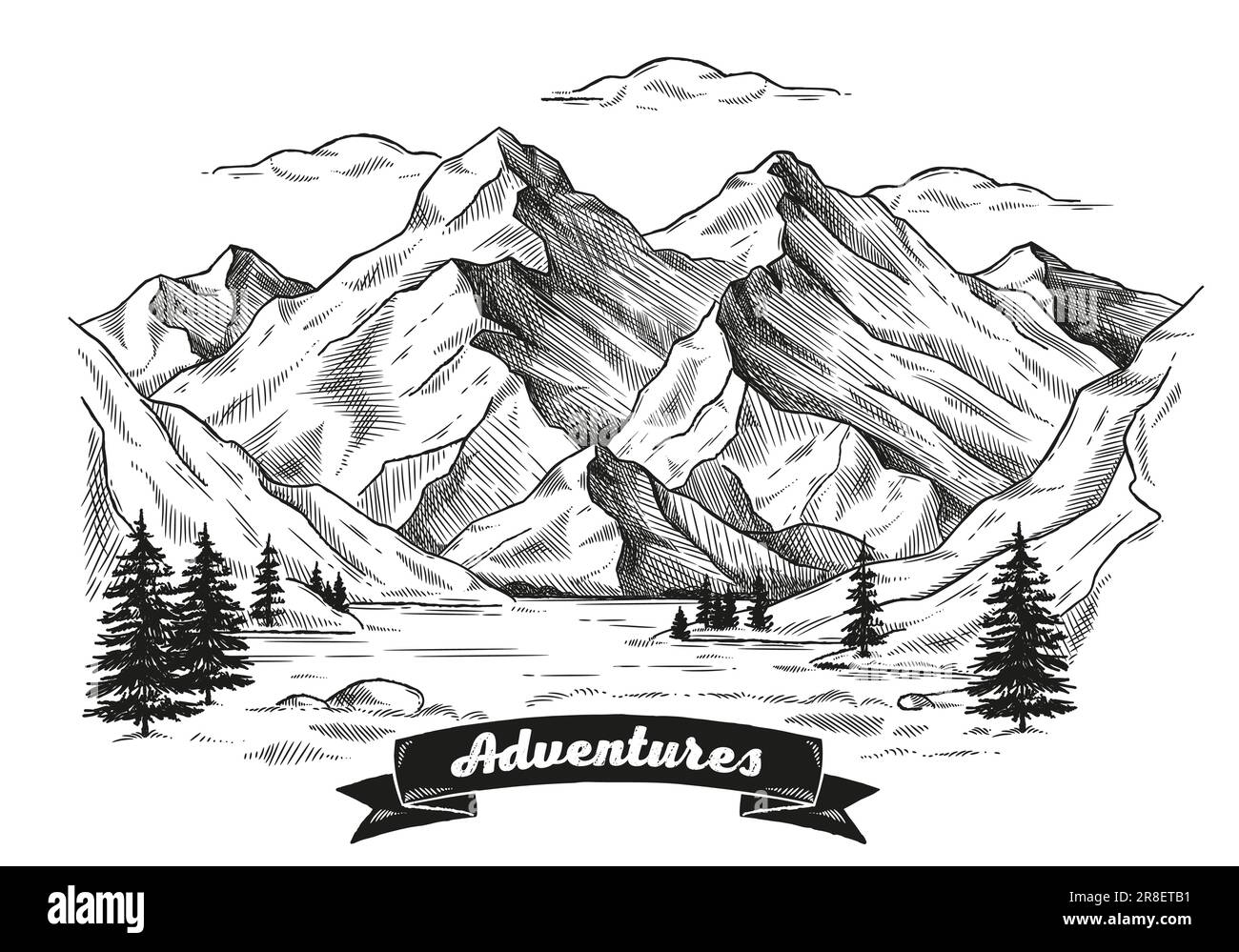 Landscape white peaks mountains Cut Out Stock Images & Pictures - Alamy