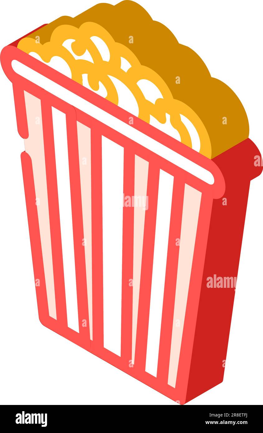 bucket popcorn food snack isometric icon vector illustration Stock ...