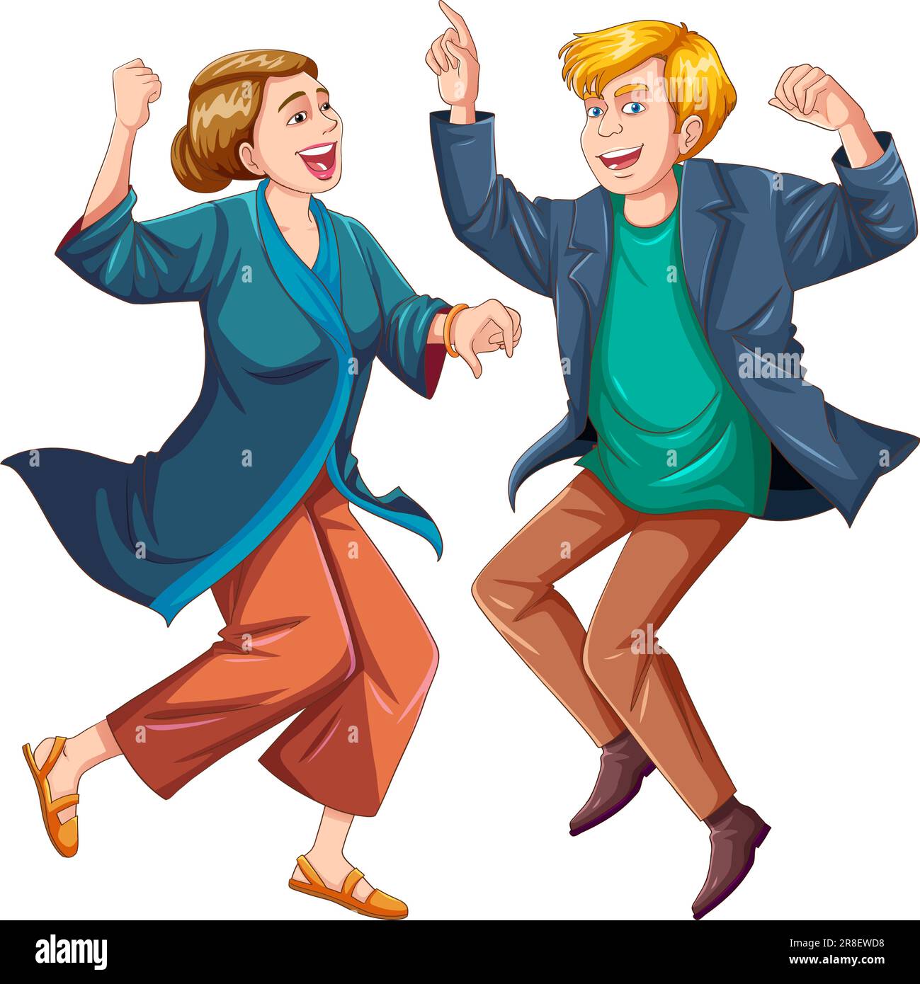 European middle age couple dancing illustration Stock Vector Image ...