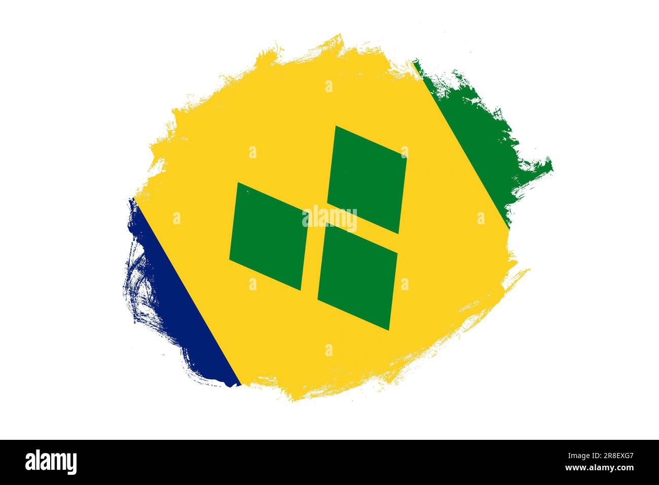 Rounded stain stroke brush textured national flag of Saint Vincent And ...