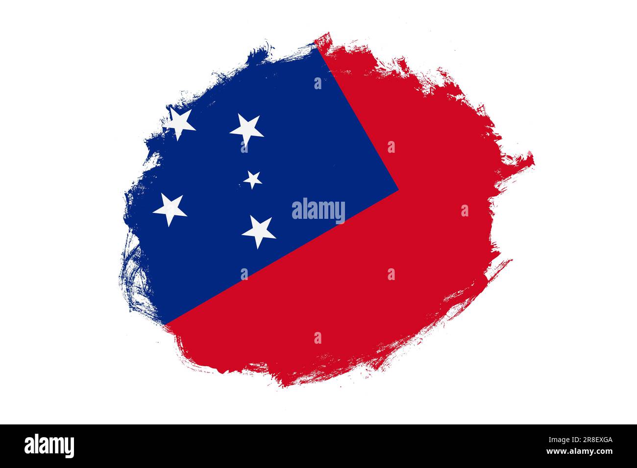 Rounded stain stroke brush textured national flag of Samoa on white ...