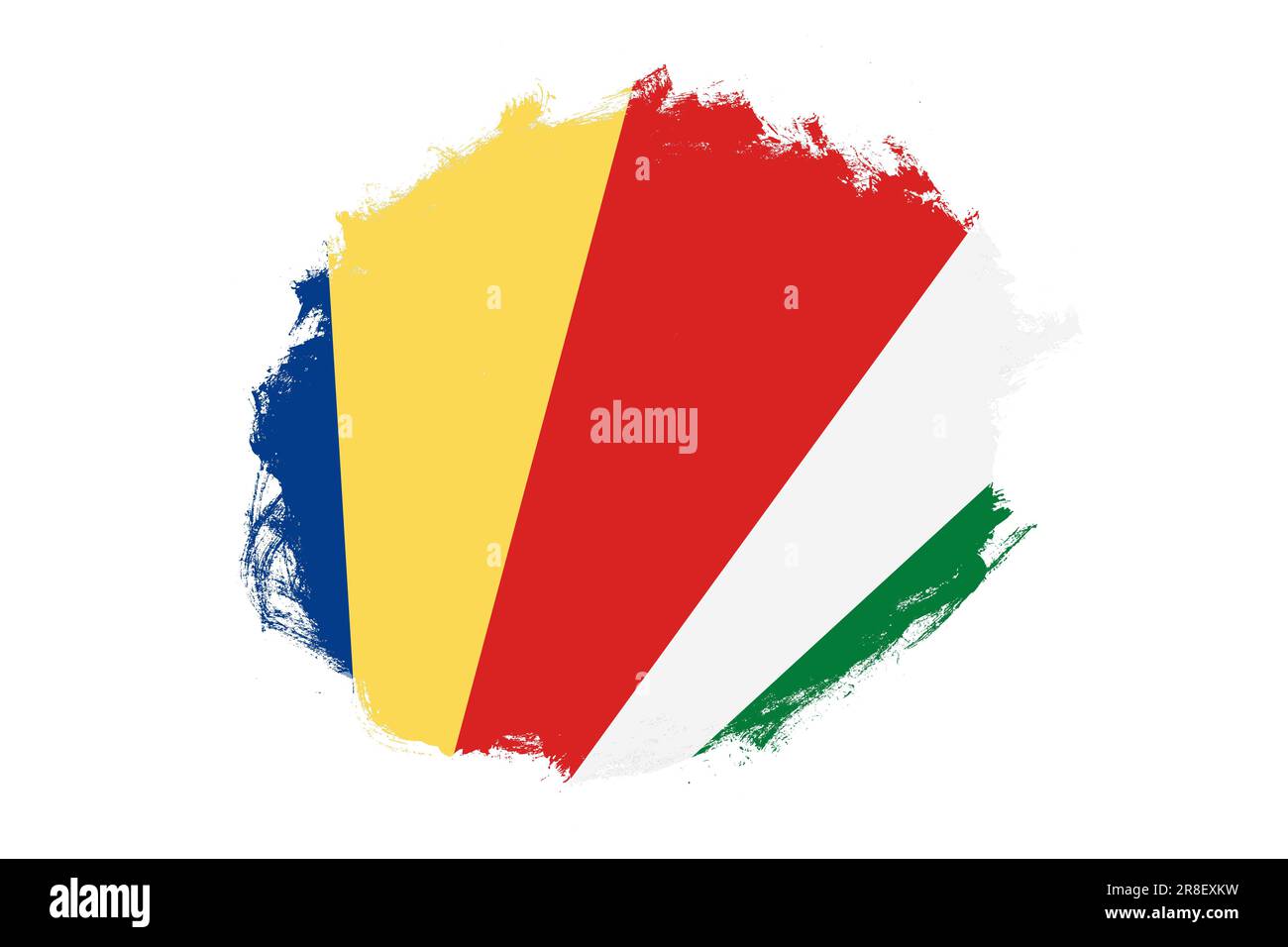 Rounded stain stroke brush textured national flag of Seychelles on ...