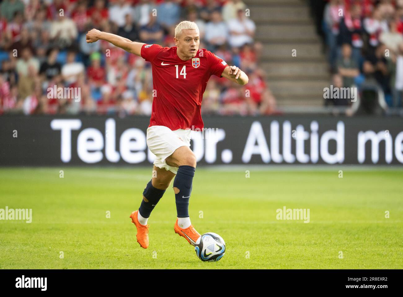 Oslo, Norway. 20th June, 2023. Julian Ryerson (14) of Norway seen ...
