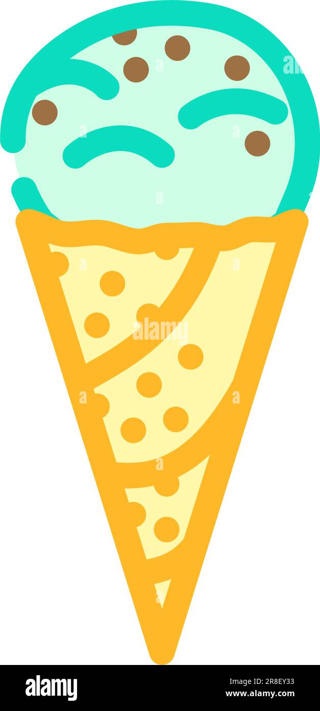 mint chocolate chip ice cream food snack color icon vector illustration ...