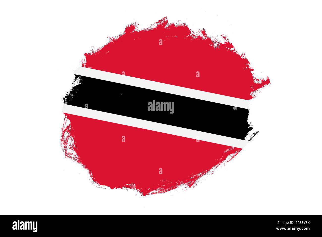 Rounded stain stroke brush textured national flag of Trinidad And Tobago on white background ...
