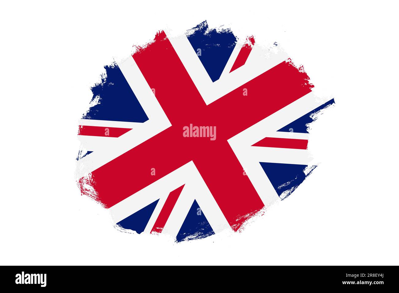Rounded stain stroke brush textured national flag of United Kingdom on ...
