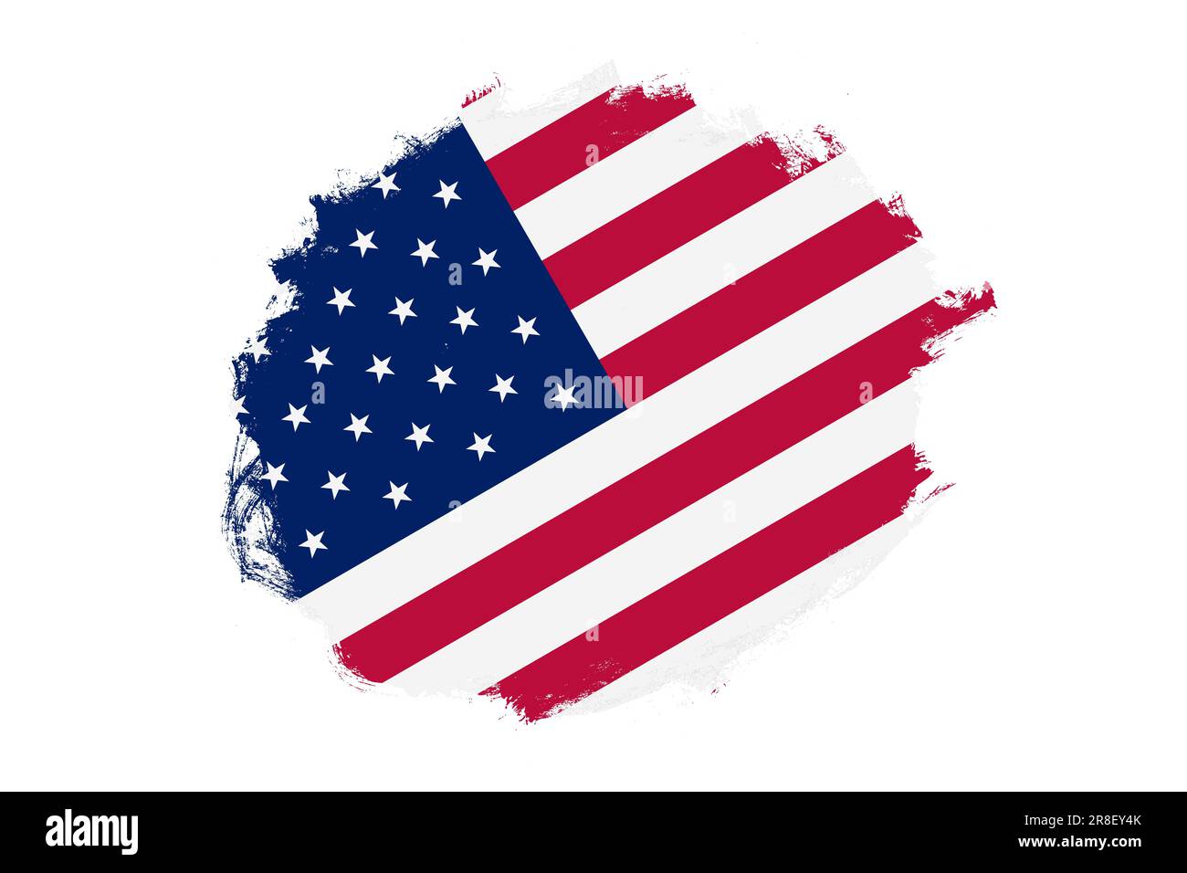 Rounded stain stroke brush textured national flag of United States on ...