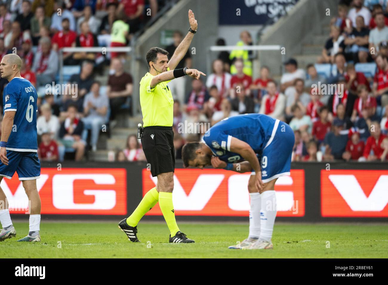 Oslo, Norway. 20th June, 2023. Referee Aleksandar Stavrev seen during ...