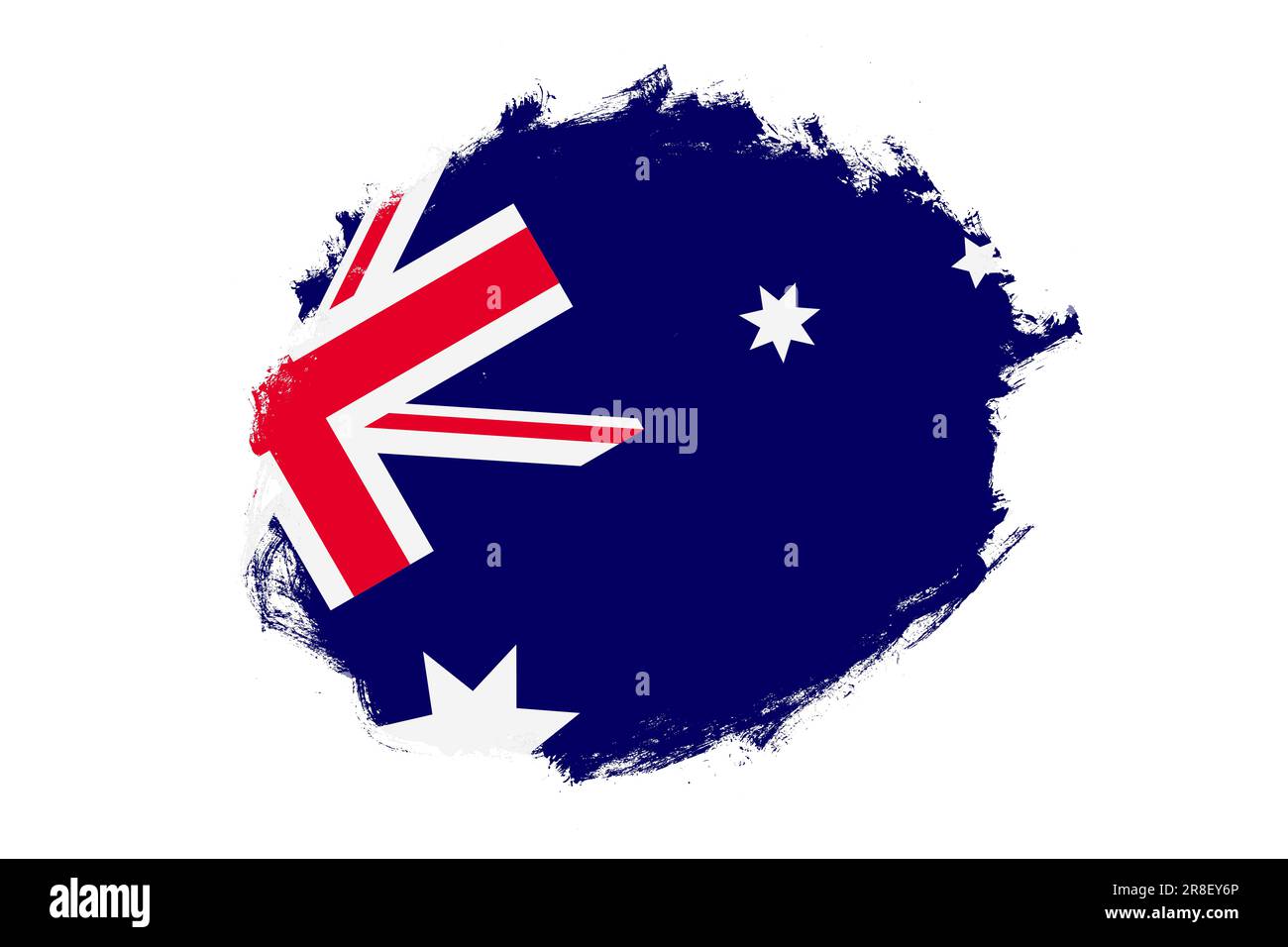 Rounded stain stroke brush textured national flag of Australia on white ...