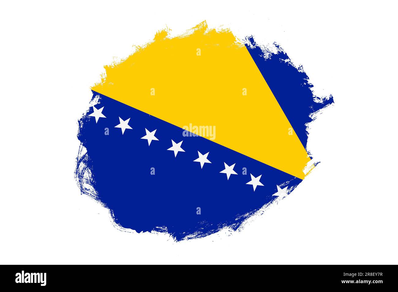 Rounded stain stroke brush textured national flag of Bosnia And ...