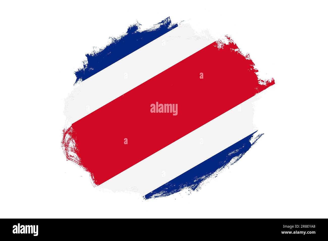 Rounded stain stroke brush textured national flag of Costa Rica on ...