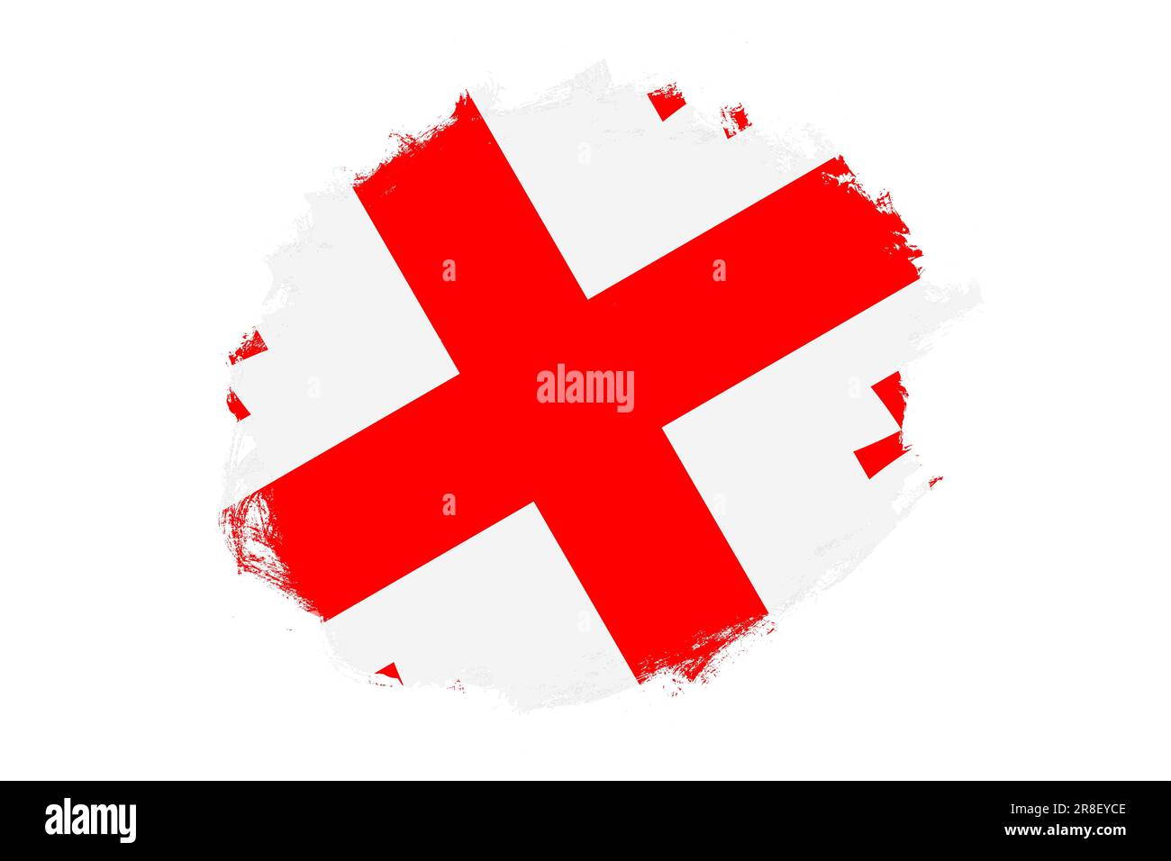 Rounded stain stroke brush textured national flag of Georgia on white ...