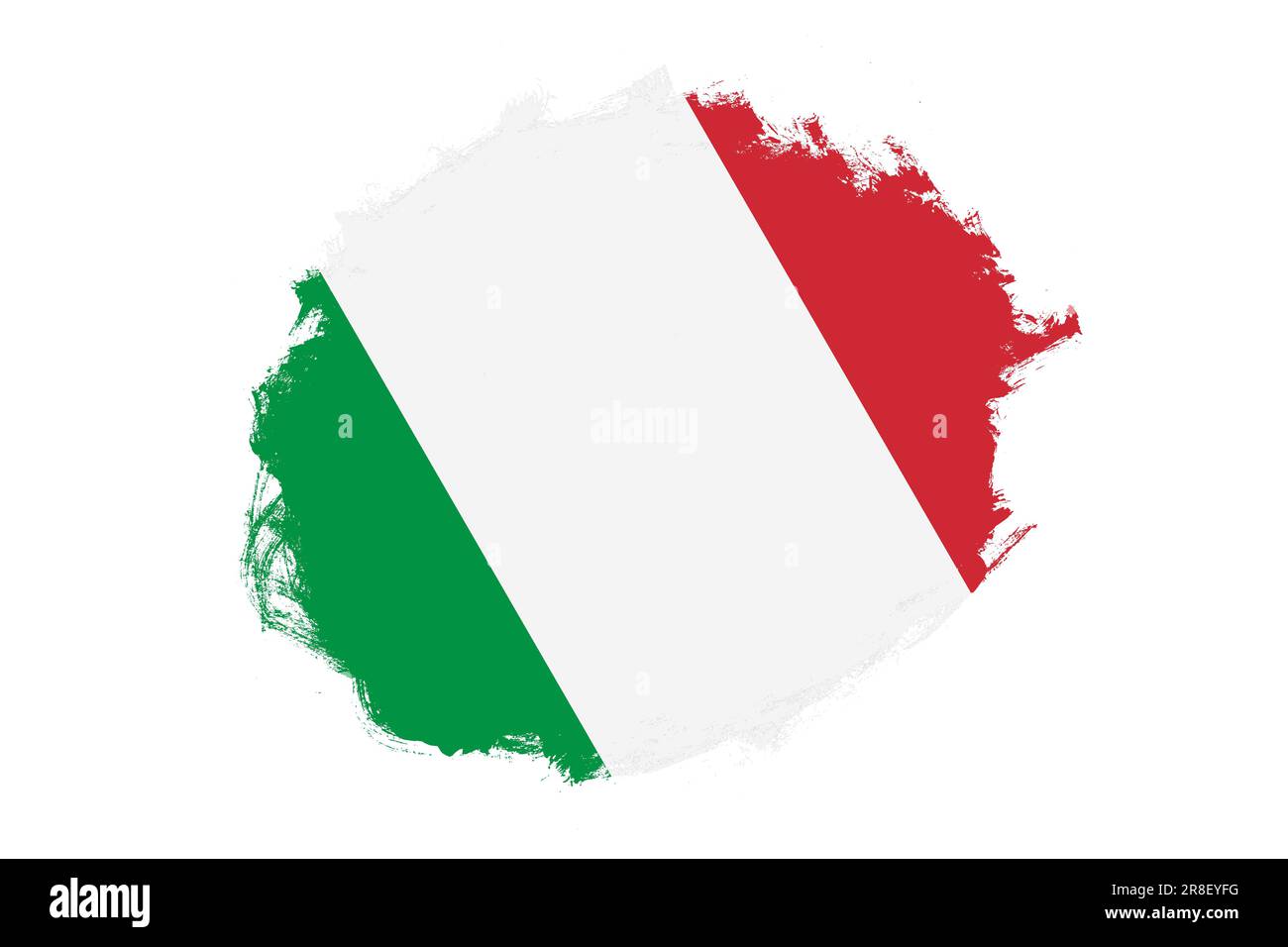 Rounded stain stroke brush textured national flag of Italy on white ...